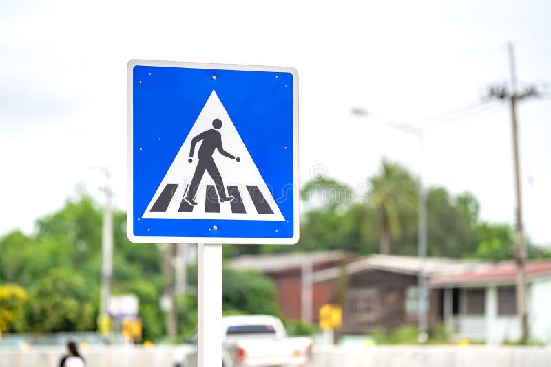Zebra Cross Sign beside the Road at Thailand. Clipping Path Stock Image ...