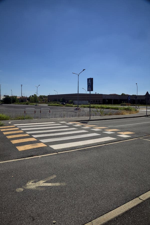 Zebra Crossing in a Country Road on a Sunny Day Stock Image - Image of ...