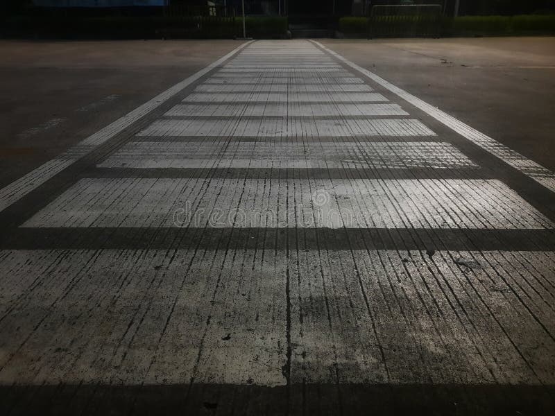 Zebra Crossing at Night, Free from Traffic Activity Stock Image - Image ...