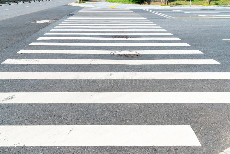 Zebra Crossing on Outdoor Road Stock Photo - Image of pavement, city ...