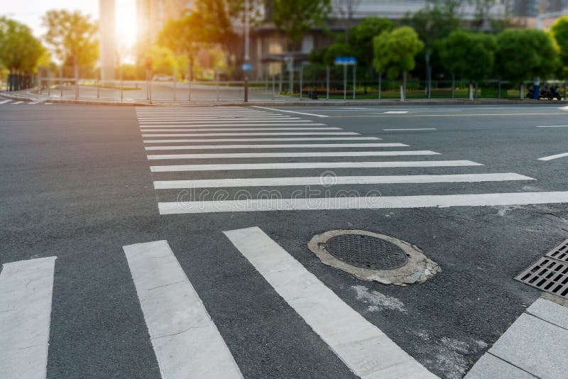 Zebra Crossing on Outdoor Road Stock Image - Image of pavement, traffic ...