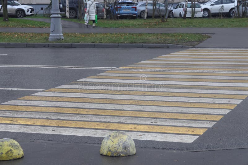Zebra Crossing on the Roadway, Free Crossing, 2 Stock Photo - Image of ...