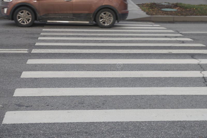 Zebra Crossing on the Roadway, Free Crossing, 2 Stock Image - Image of ...