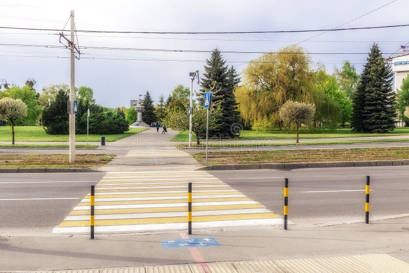 Zebra Crosswalk Across the Road in a Big City Editorial Image - Image ...