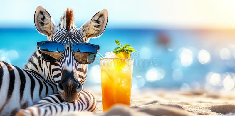 A Zebra is Currently on Summer Break and Unwinding at a Seaside Resort ...