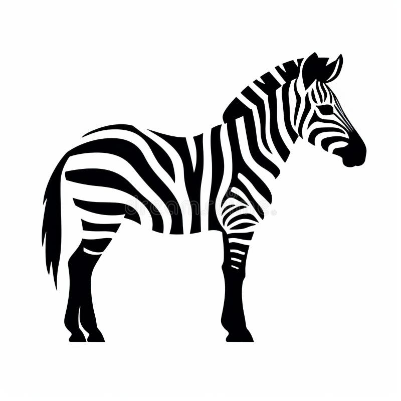 Bold and Clean Zebra Silhouette on White Background Stock Illustration ...