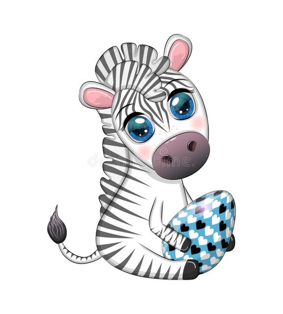 Zebra with Easter Egg, Flowers. Easter Greeting Card Stock Vector ...