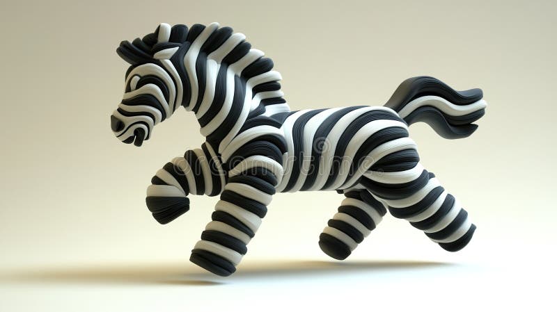 Zebra Figurine in a Dynamic Pose Stock Illustration - Illustration of ...