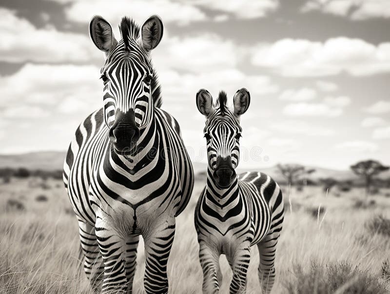 Ai Generated Illustration Wildlife Concept of Zebra and Foal Stock ...