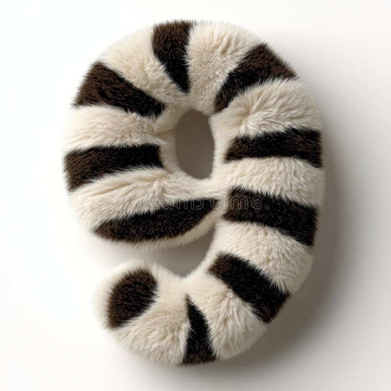Zebra Fur Letter Nine on a Clean White Surface Creating a Unique ...