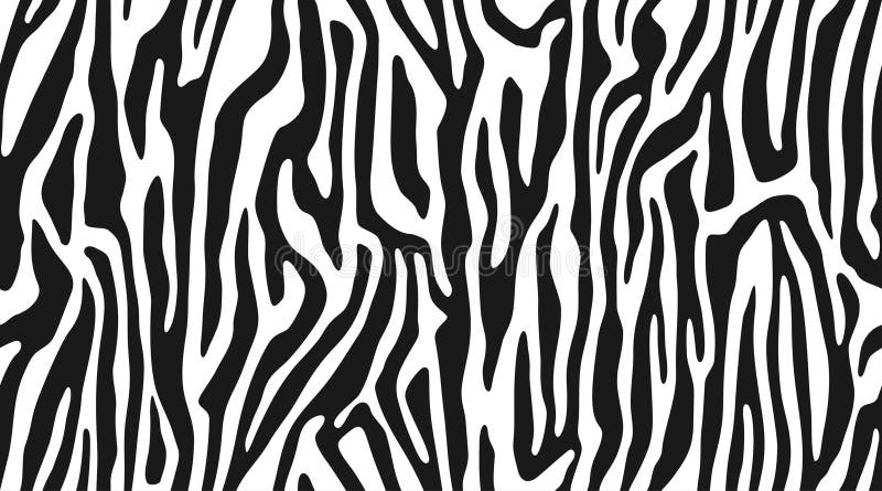 Zebra Fur Repeating Texture. Animal Skin Stripes. Black and White Seamless Pattern. Vector Stock ...