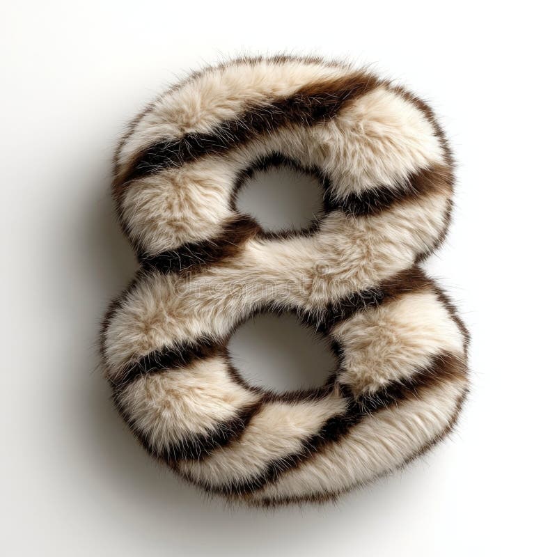 Zebra Fur Letter Eight on a Clean White Background Showcasing Unique ...