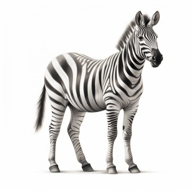 Hyper-realistic Zebra Illustration on White Background Stock ...