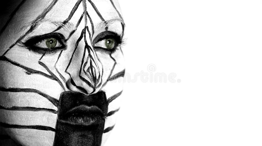 Zebra girl stock image. Image of glamour, mouth, eyes, cover - 613191