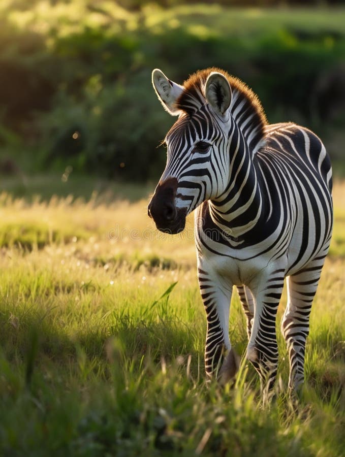 Zebra in the grass field stock illustration. Illustration of plain ...