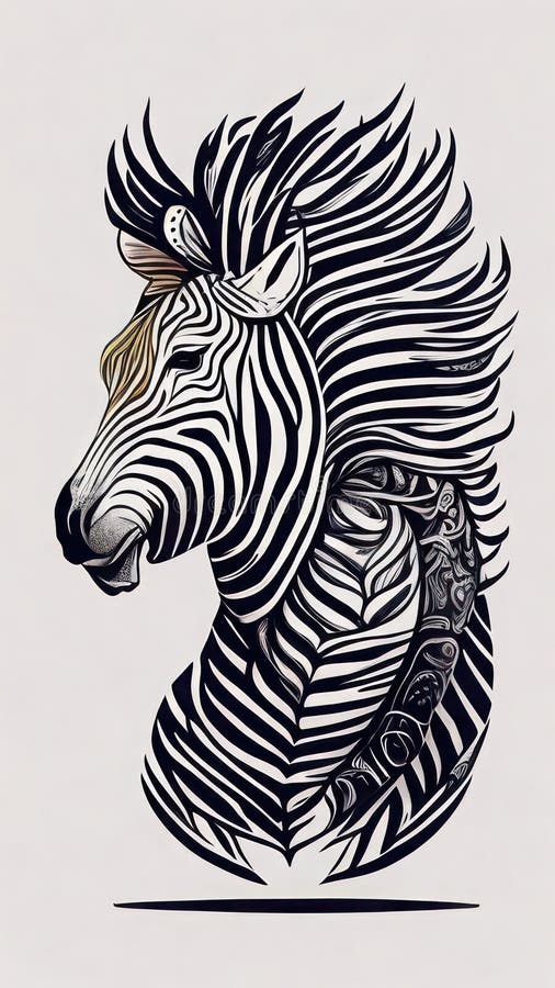 Zebra Head. Hand Drawn Zebra Head Stock Illustration - Illustration of ...