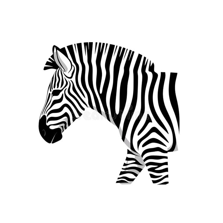 Zebra Head Illustration with Stripes on White, Animal Art Graphic ...