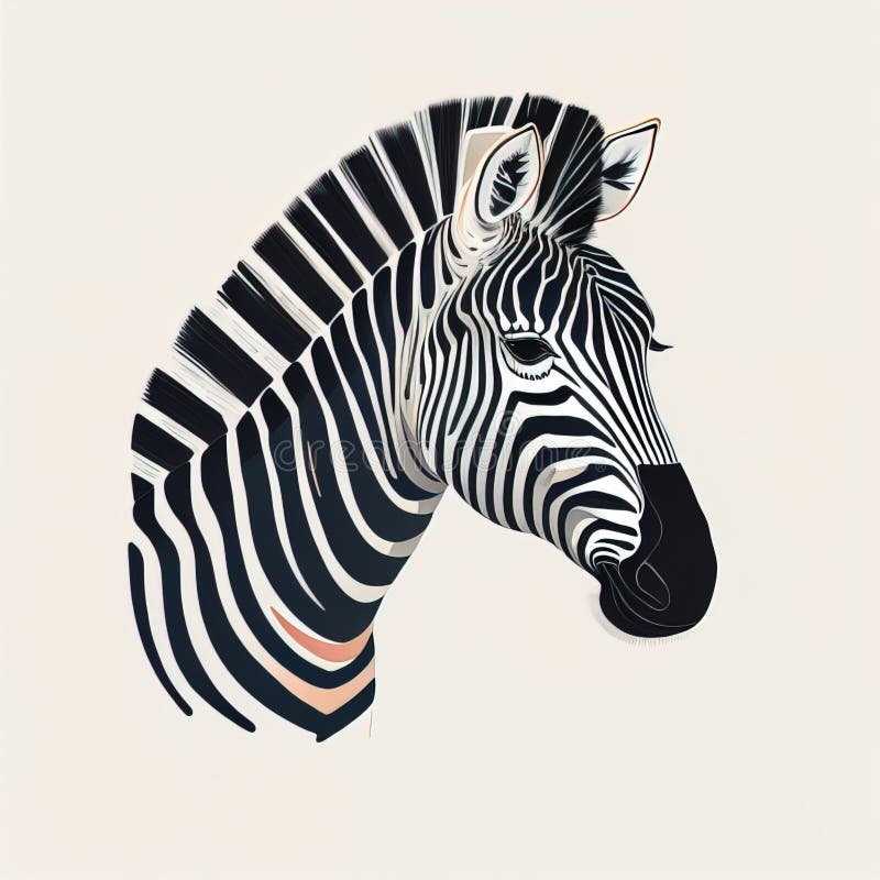Zebra Head Isolated on White Background. Hand Drawn Vector Illustration ...