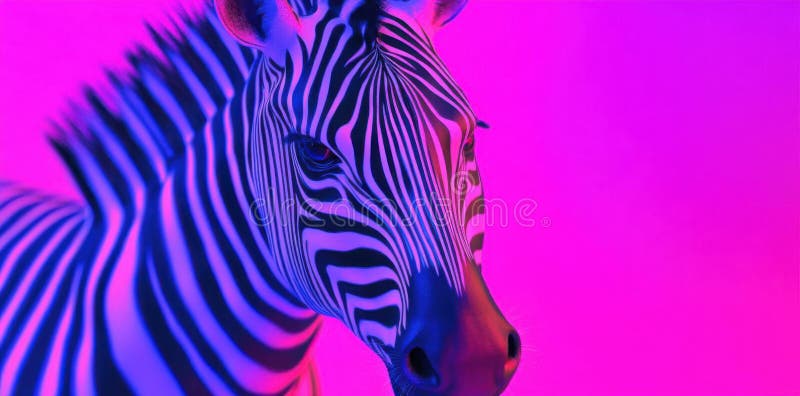 Zebra Head with Neon Glow, Colorful Concept Stock Illustration ...