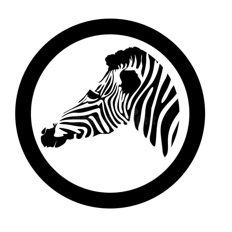 Zebra Head Silhouette in Circle Frame Vector Illustration Stock Vector - Illustration of vector ...