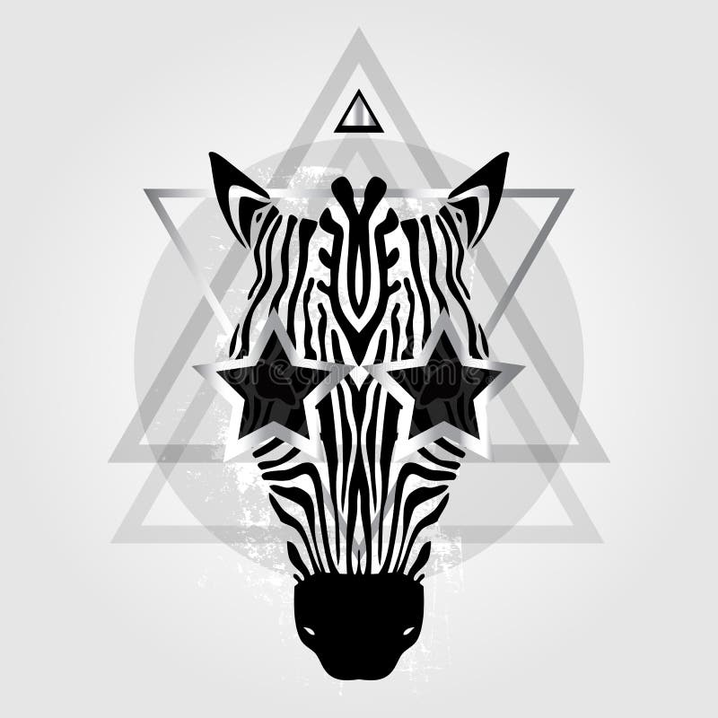 Zebra head. Tribal pattern stock vector. Illustration of hipster - 59207605