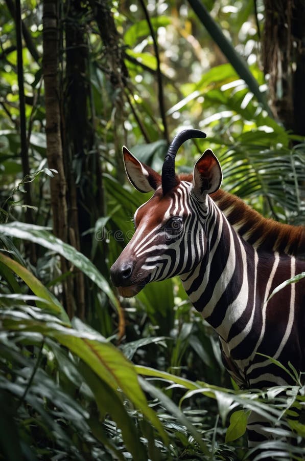 Striped Grevy S Zebra in Lush Green Tropical Rainforest Habitat Stock ...