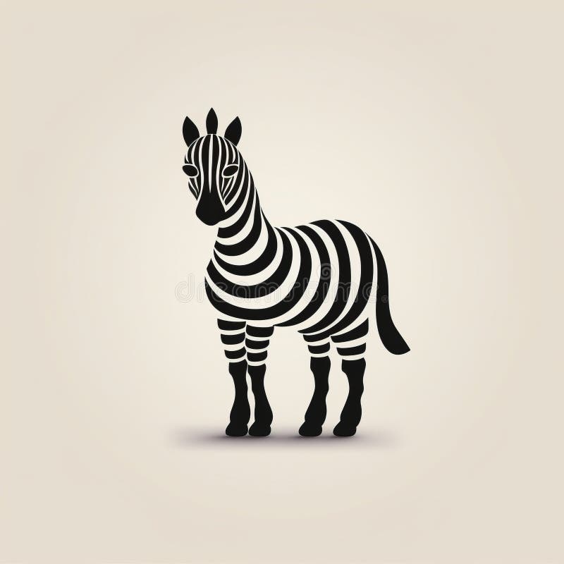 Simplified Zebra Silhouette: Ominous Vibe on Beige Background Stock ...