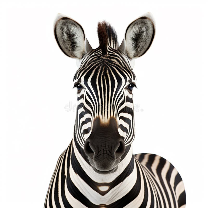 Zebra Isolated on White Front View. AI Generative Stock Illustration ...