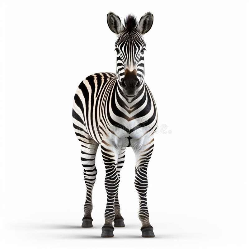Zebra Isolated on White Front View. AI Generative Stock Illustration ...