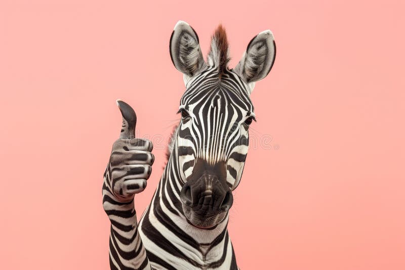 A Zebra with Its Front Paws Spread Wide and Holding Up a Knife Stock ...