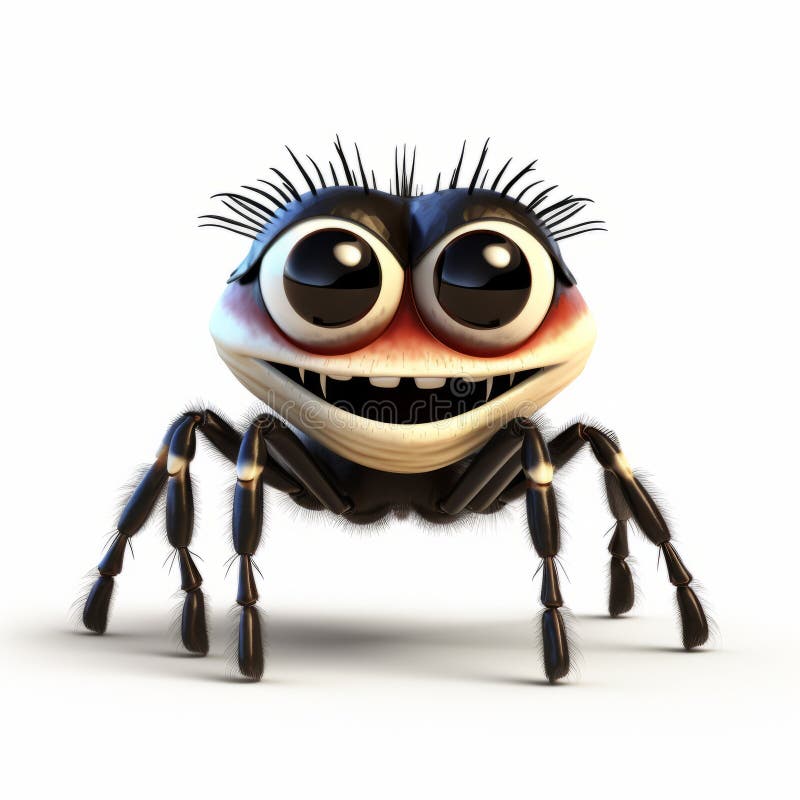 Playful Caricature of a Cute and Scary Spider with Ultra Realistic ...