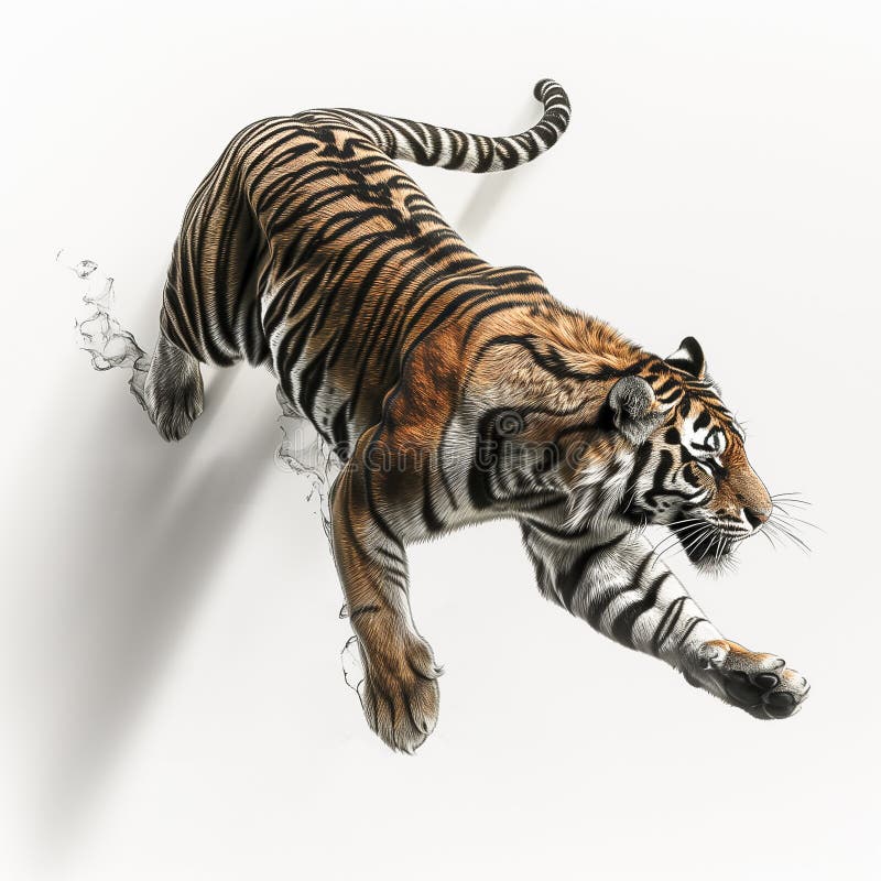 A Close Up of a Tiger Leaping in the Air Stock Illustration ...
