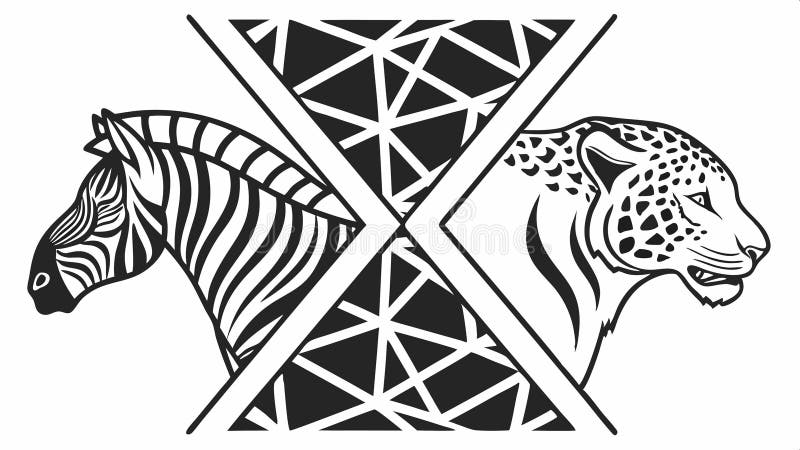 Zebra and Leopard Heads, Wildlife and Animal Pattern Design Vector ...