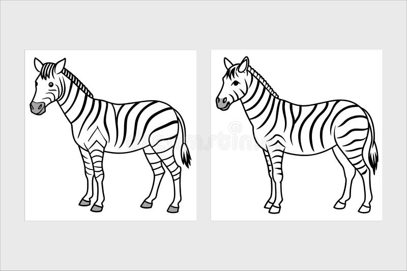 Zebra Line Art Vector Illustration. Stock Vector - Illustration of ...