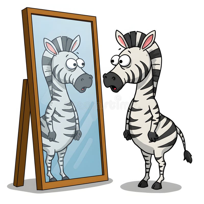 Zebra Looking at Its Reflection in a Mirror - Generated Using Ai Stock ...
