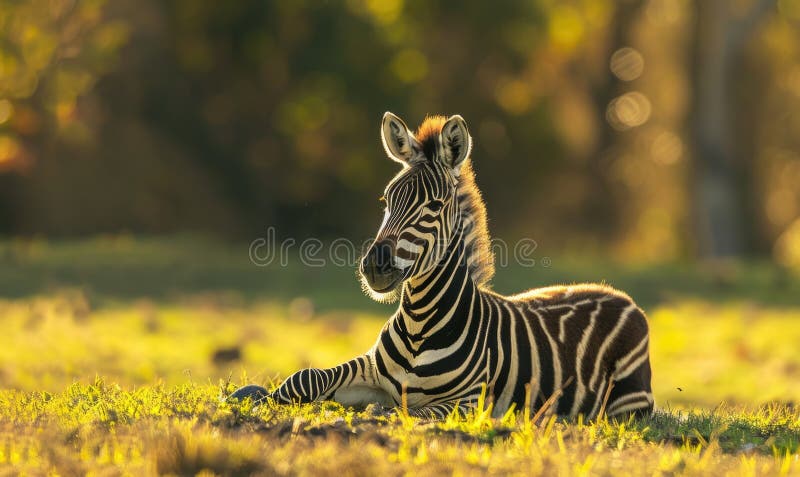 Zebra Lying Down in the Grass, Resting Stock Photo - Image of savannah ...