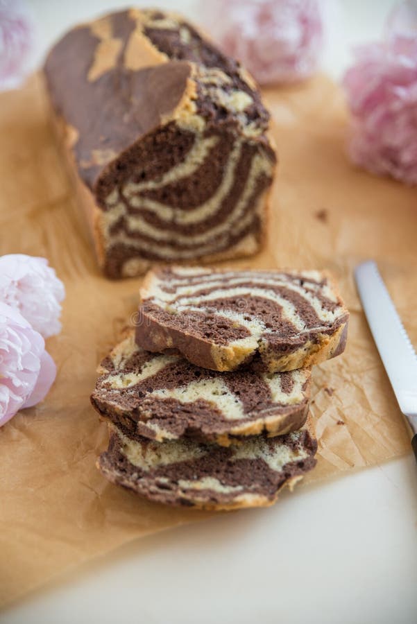 Zebra Marble Cake on a Table Stock Image - Image of glaze, cake: 93926379
