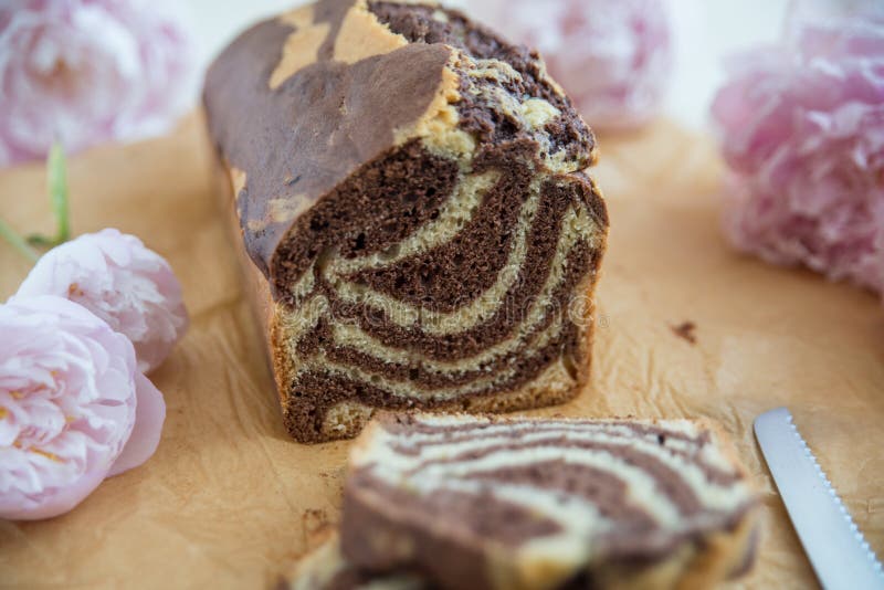 Zebra Marble Cake on a Table Stock Photo - Image of bread, marbled ...