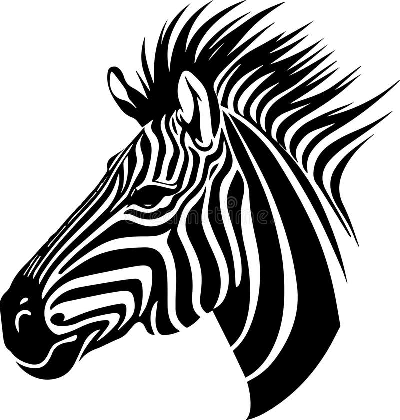 Zebra Mascot Logo Monochrome Design Style Stock Vector - Illustration ...