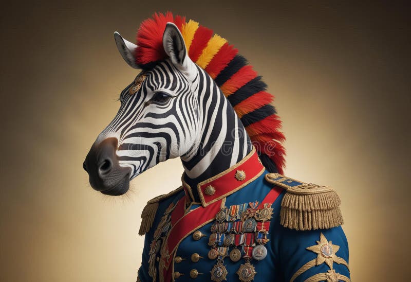A Zebra in Military Uniform Stock Illustration - Illustration of ...