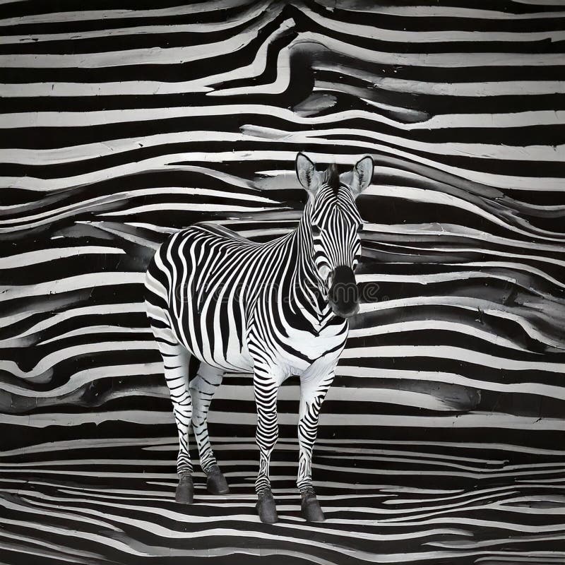 Zebra Mirage: Optical Illusion Against a Hypnotic Alternating Backdrop ...