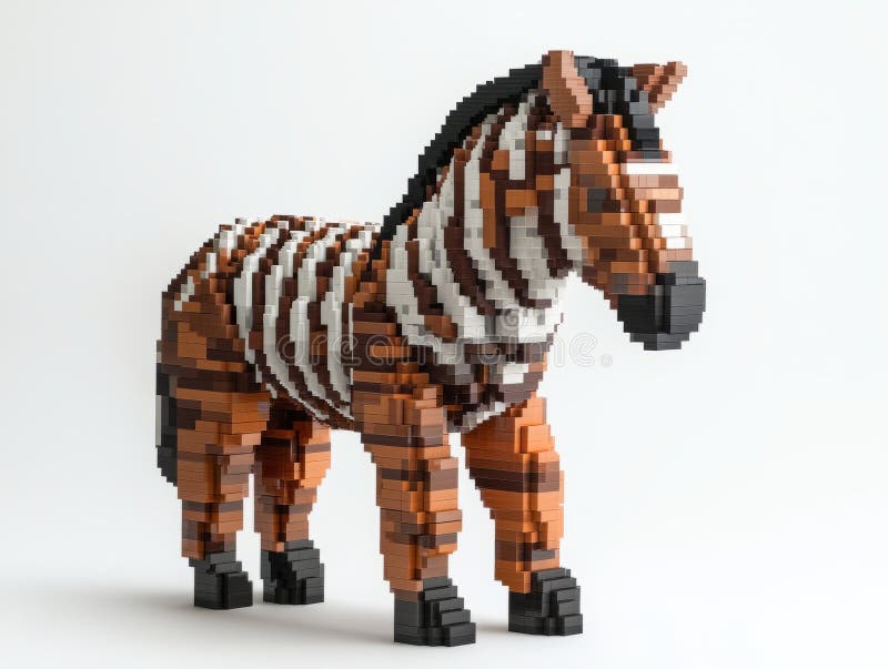 Zebra Model in Pixel Art Style on a Simple Background. Stock Image ...