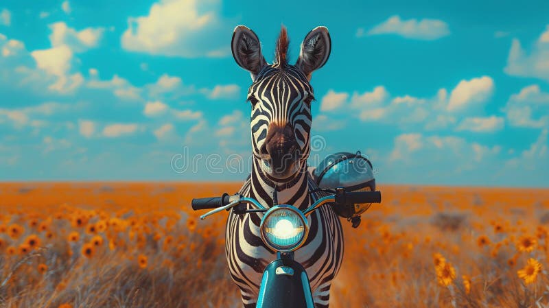 Zebra on a Motorcycle stock illustration. Illustration of motorcycle ...