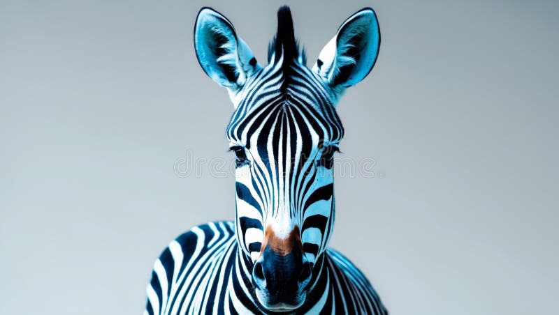 Zebra with a Neon Blue Stripe on Its Face Stock Photo - Image of ...