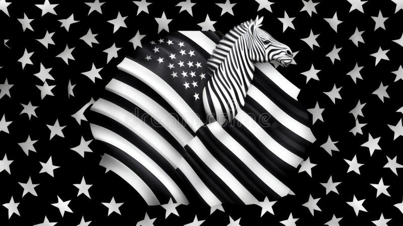 Zebra Overlaid on United States Flag with Star Pattern Background Stock ...