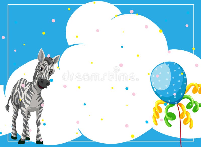 Zebra in a Party Frame Template Stock Vector - Illustration of clipart ...