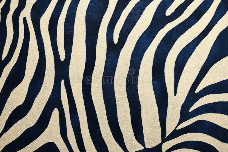Zebra Pattern Design in Navy Blue and Cream Colors on a Textured ...