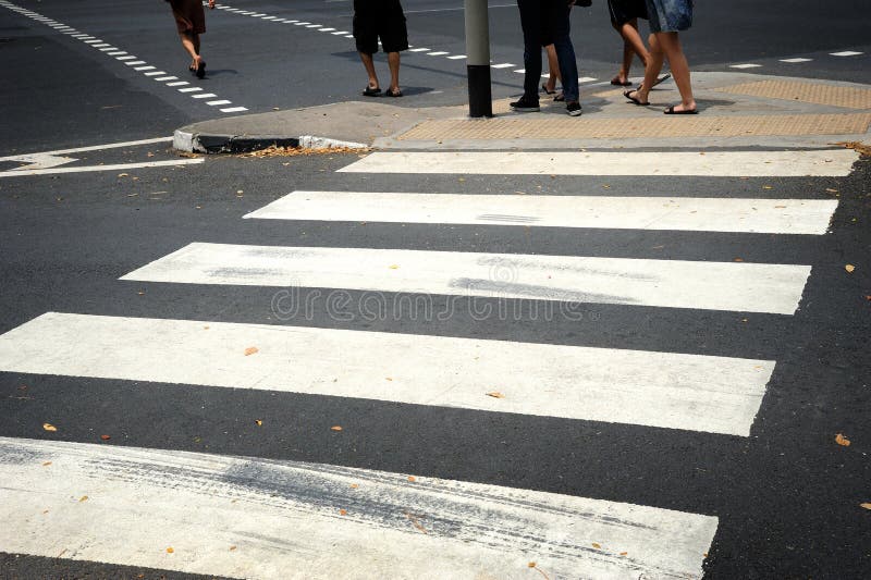 Zebra Pedestrian Crossing Black and White Stock Photo - Image of ...