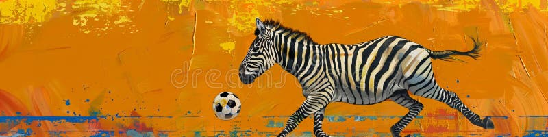A Zebra Playing Soccer Skillfully Dribbling a Ball on a Vibrant Field ...