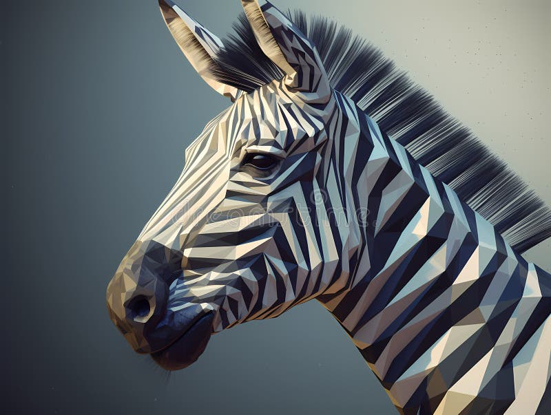 Zebra Portrait in Low Poly Style, AI Generated Stock Photo - Image of ...